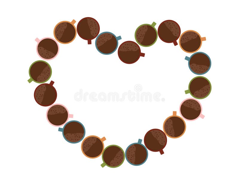 Heart Shape from Colorful Coffee Mugs Top View Stock Vector ...
