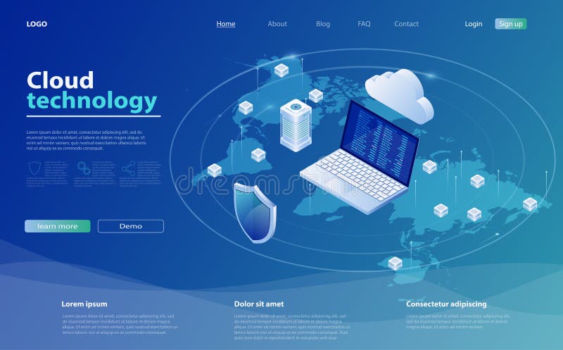 Cloud Computing Concept. Cloud Storage Isometric Vector Illustration. Online Computing ...