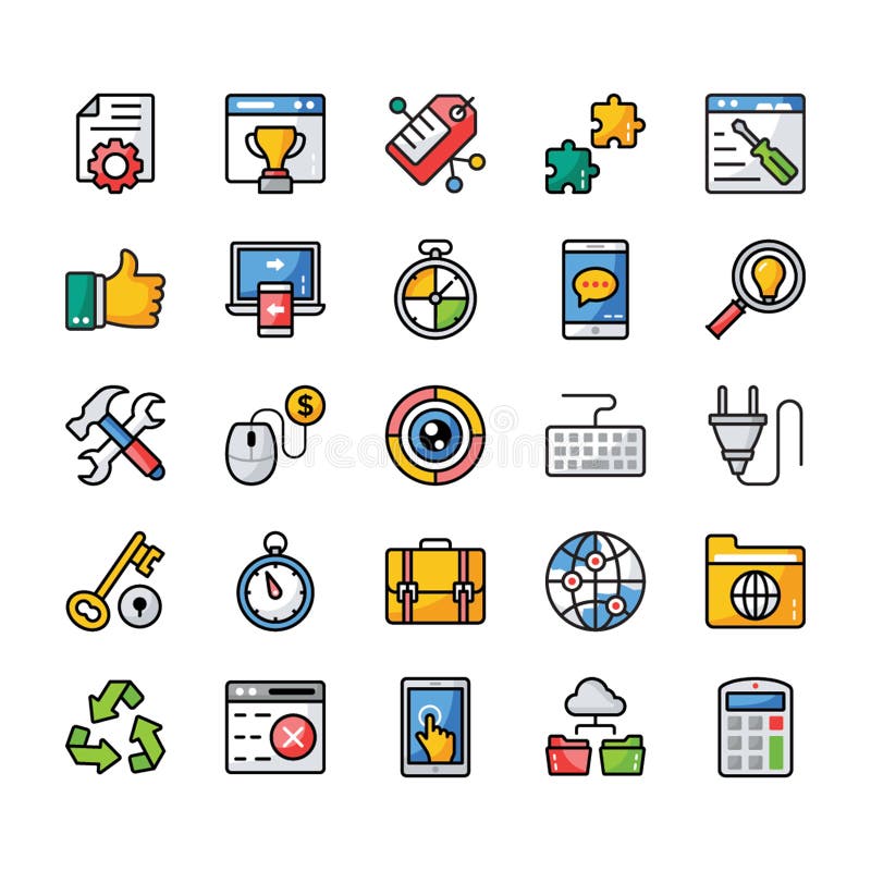 Seo Flat Vector Icons Set stock vector. Illustration of employee ...