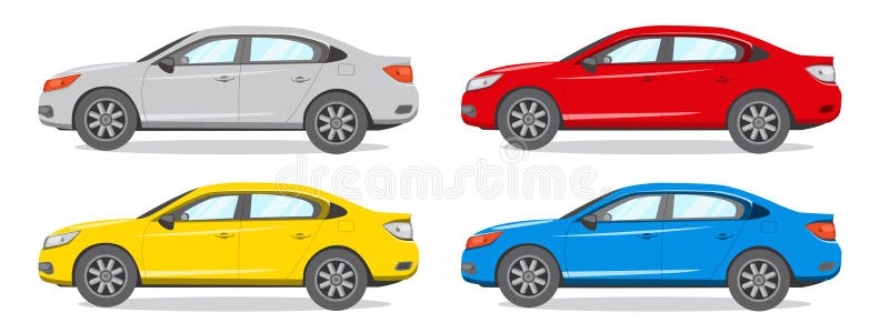 Sedan Different Color Vector Illustration. Car Icon Stock Vector ...