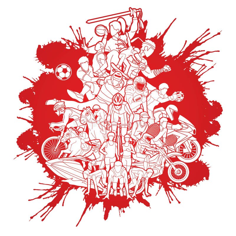 Sports Mix Sport Players Action Cricket Basketball Baseball Rugby Ice ...