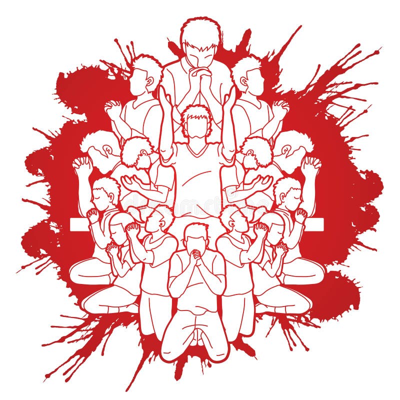 Group of Prayer, Christian Praying Together Cartoon Stock Vector ...