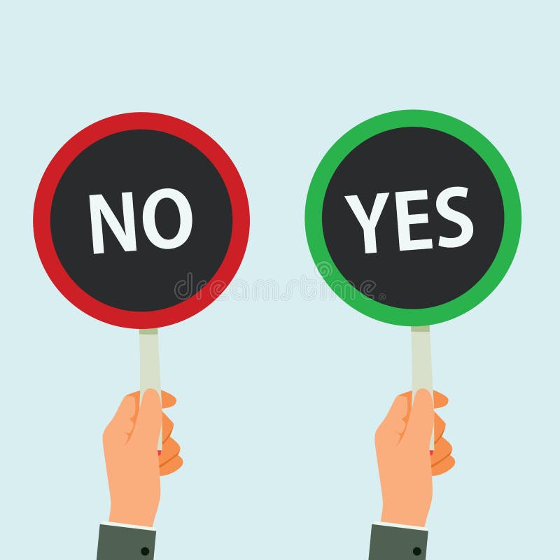 Hands Hold Signboard Yes and No Vector Illustration Stock Vector ...