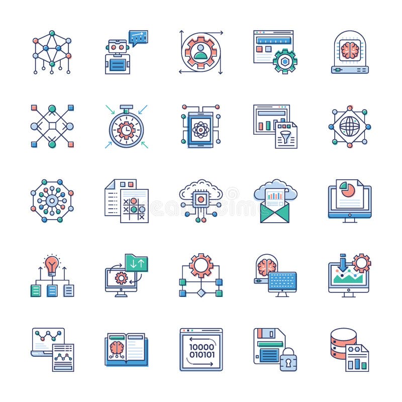 Set of Modern Technology Icons Stock Vector - Illustration of data ...