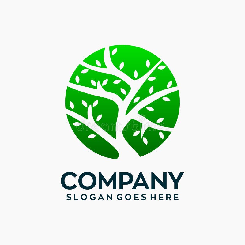 Simple Circle Tree Logo Design Template Stock Vector - Illustration of ...