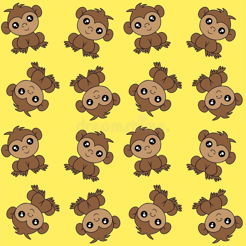 Adorable Seamless Monkey Pattern Stock Illustration - Illustration of ...