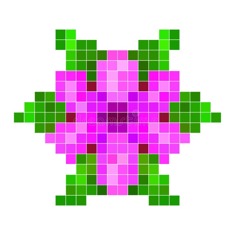 Violet pixel flower stock vector. Illustration of decorative - 146707366