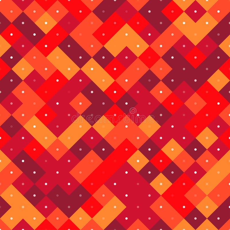 Seamless Pattern with Red Pixel Squares Stock Vector - Illustration of ...