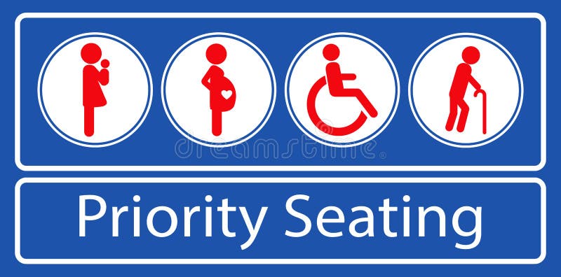 Set of Priority Seating Sticker or Label, for Mass Rapid Transit or ...