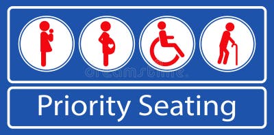 Set of Priority Seating Sticker or Label, for Mass Rapid Transit or ...