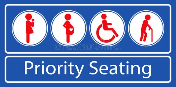 Set of Priority Seating Sticker or Label, for Mass Rapid Transit or ...