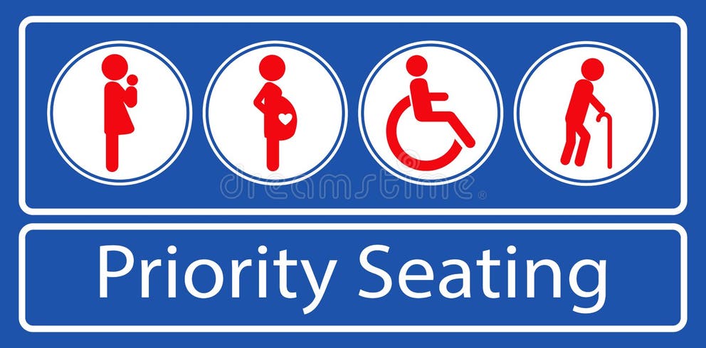 Set of Priority Seating Sticker or Label, for Mass Rapid Transit or ...