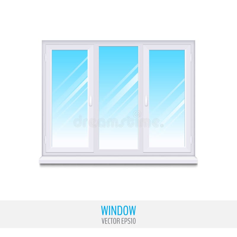 Realistic Glass Window with Sill Stock Vector - Illustration of glass ...