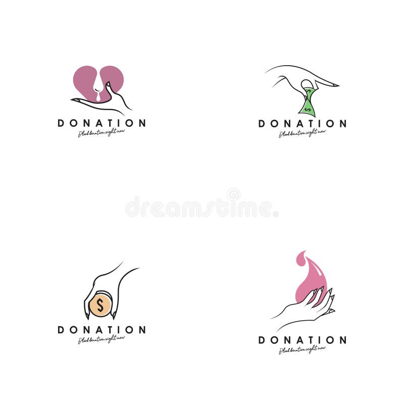 Donation Logo Design, Template, Vector. Holding Hand Giving Donation ...