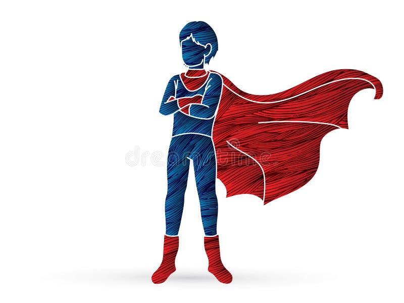Super Hero Man Standing with Costume Cartoon Graphic Stock Vector ...