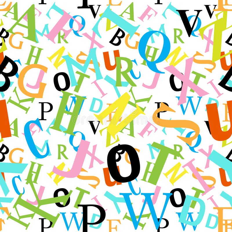 Abc ALPHABET ABSTRACT Textile Design Seamless Pattern Background Stock ...