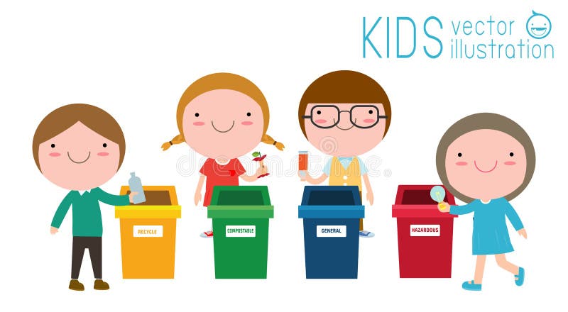 Children Collect Rubbish for Recycling, Kids Segregating Trash ...