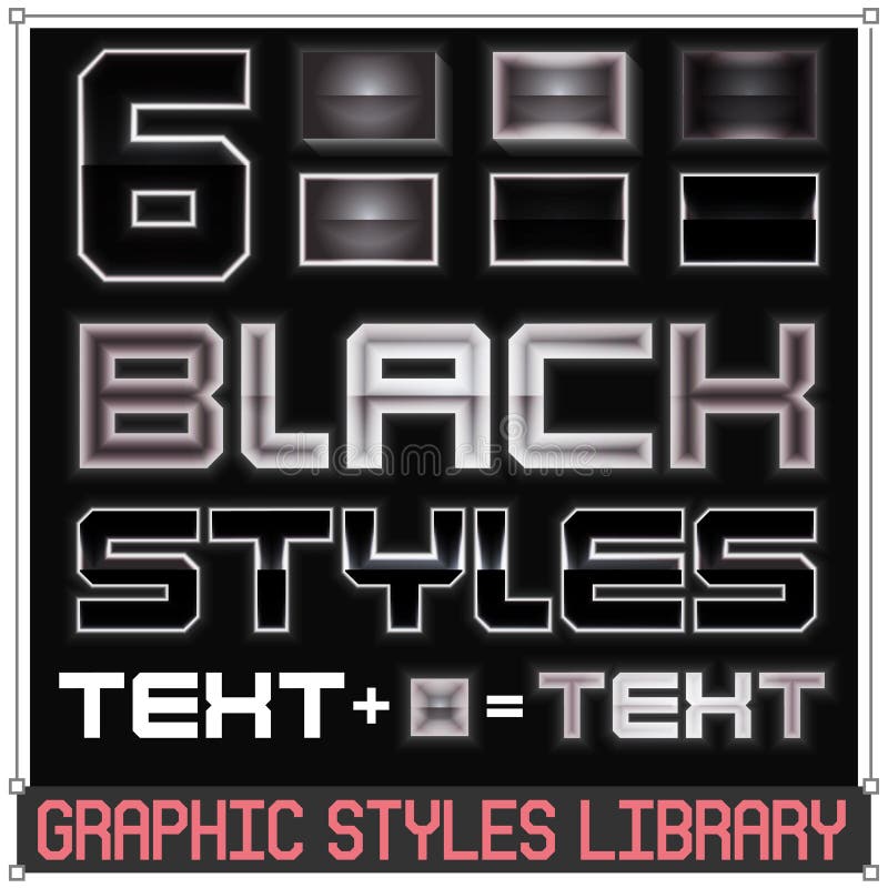 6 Black Glossy Vector Graphic Styles Stock Vector - Illustration of ...
