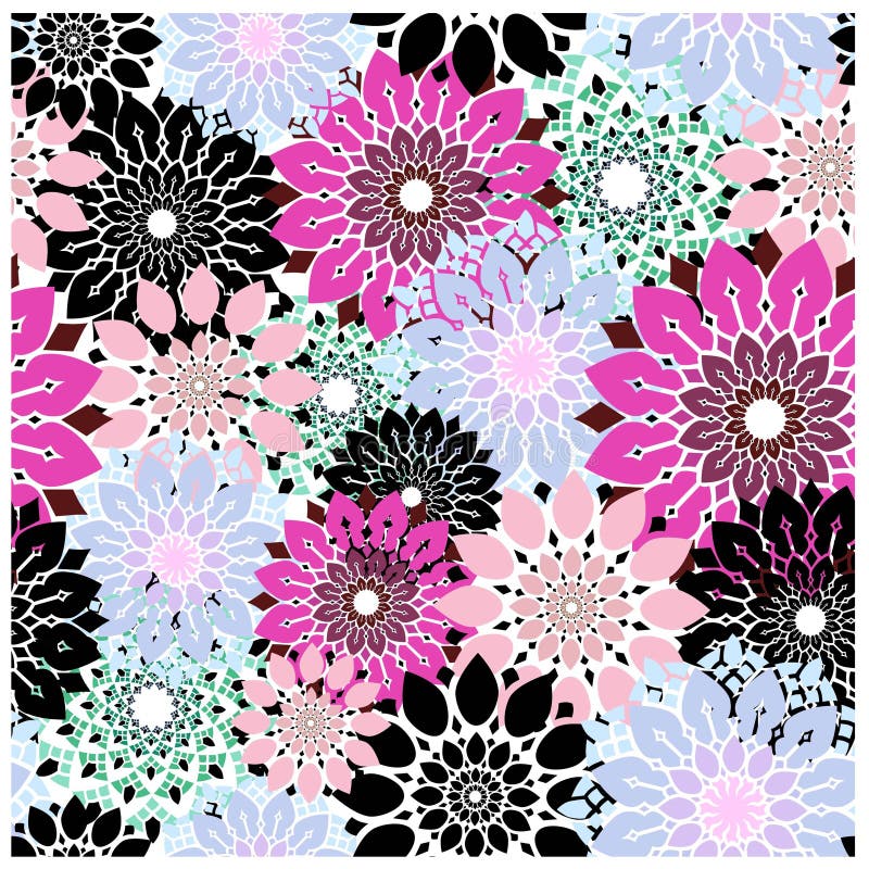 Flower Bloom Seamless Vector Pattern Stock Vector - Illustration of ...