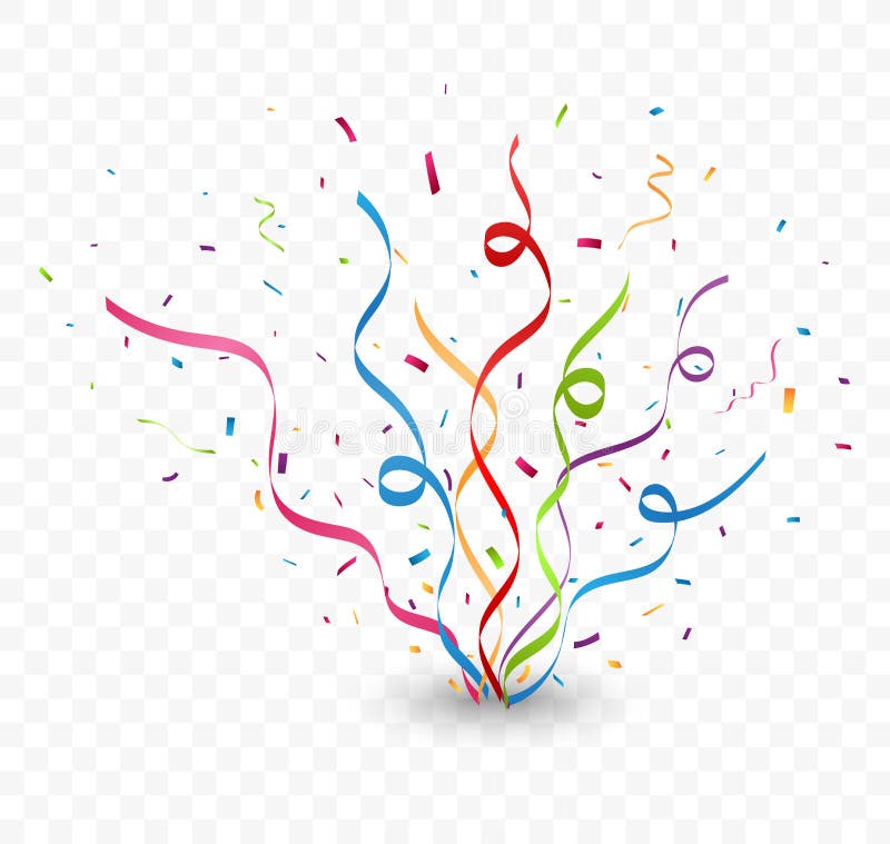Colorful Ribbon and Confetti, Isolated on Transparent Background Stock ...