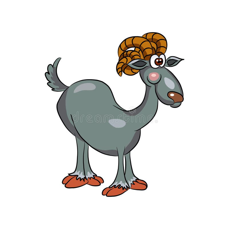 Colorful Hand Drawn Illustration of Cartoon Goat. Stock Illustration ...