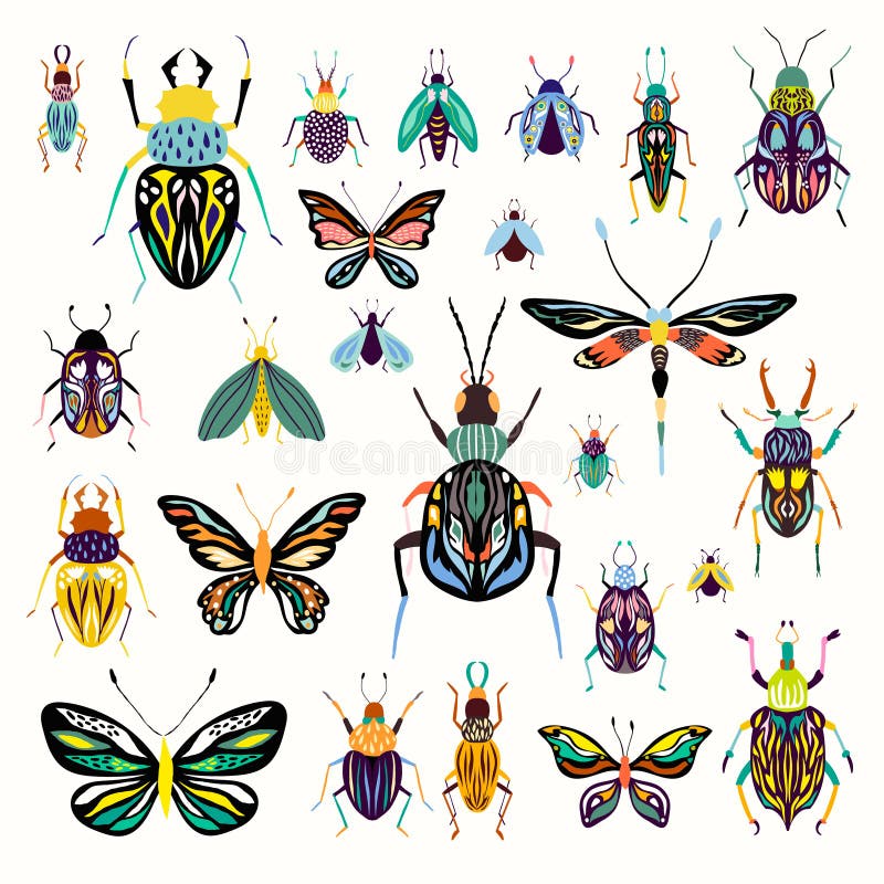Big Vector Collection Of Insects Stock Vector - Illustration of ...