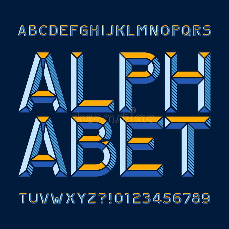 3D Block Alphabet Font. Three-dimensional Effect Letters, Numbers and ...