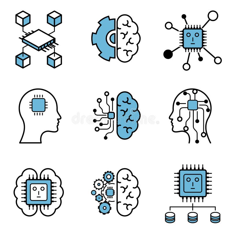 Computer Learning & Artificial Intelligence Vector Design Icon Set ...