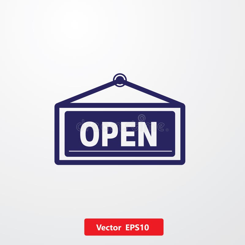 White Open Icon in Blue Frame, Rectangle... Stock Vector - Illustration ...