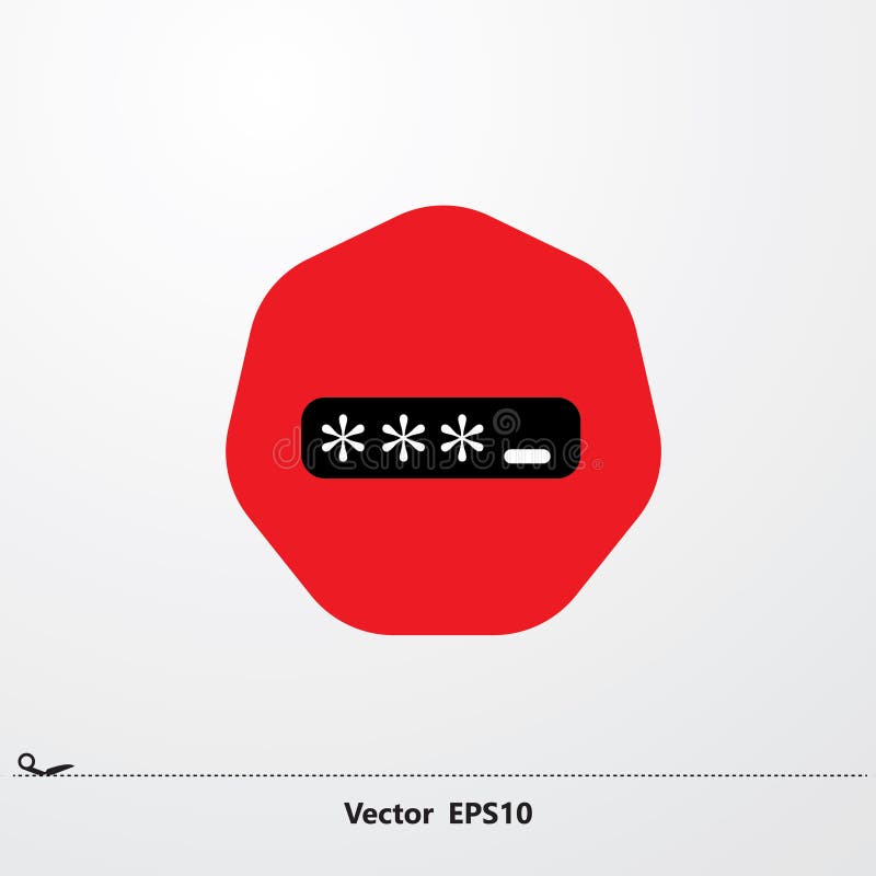 White Star Password Icon in Black Frame in Red.. Stock Vector ...