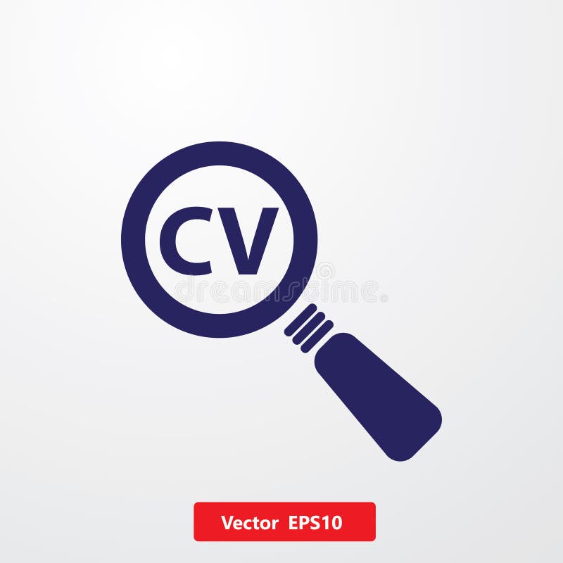 Blue Search Cv Icon in White Font Stock Vector - Illustration of ...