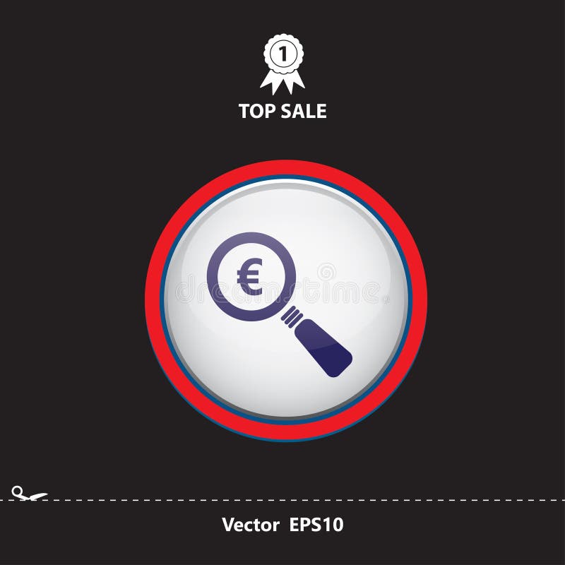 Blue Search Euro Money Icon in Red Circle Stock Vector - Illustration ...