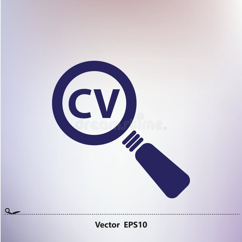 Blue Search Cv Icon in White Silver Grey Font Stock Vector ...