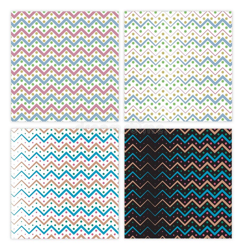 Seamless Zig-Zag Pattern Set Stock Vector - Illustration of zigzag ...