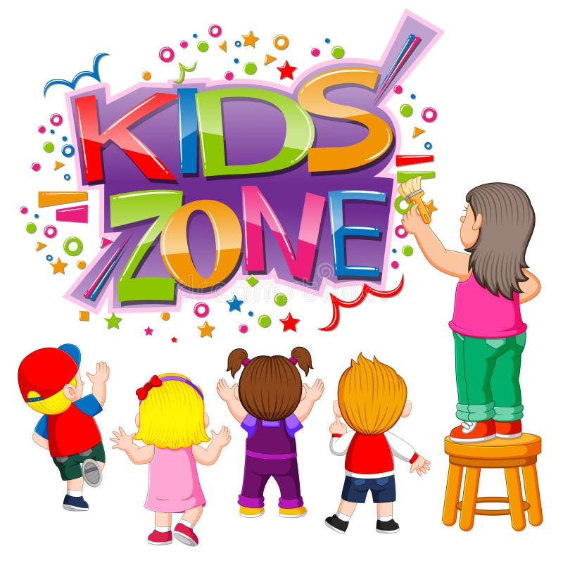 The Kids Zone Text with the Children Creating it Stock Vector ...