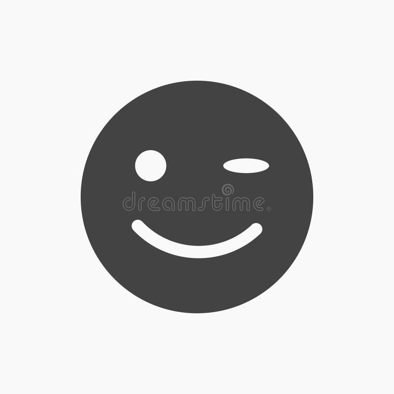 Black, Happy, Flirting Emoji Flat Icon. Stock Vector - Illustration of ...