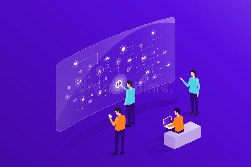 Business People and Team Working and Use Internet Online Network ...