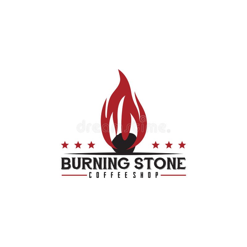 Burning Stone Coffee Shop Logo Design Stock Vector - Illustration of ...