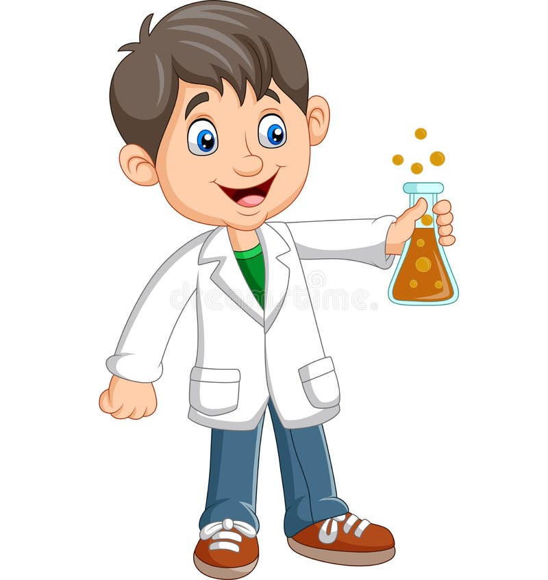 Cartoon Boy Scientist Holding Test Tube Stock Vector - Illustration of ...