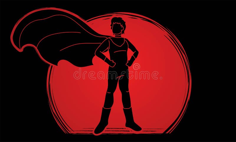 Super Hero Man Standing with Costume Cartoon Graphic Stock Vector ...