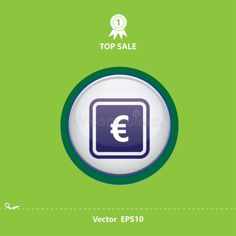 White Euro Money Icon in Blue Frame Icon... Stock Vector - Illustration ...