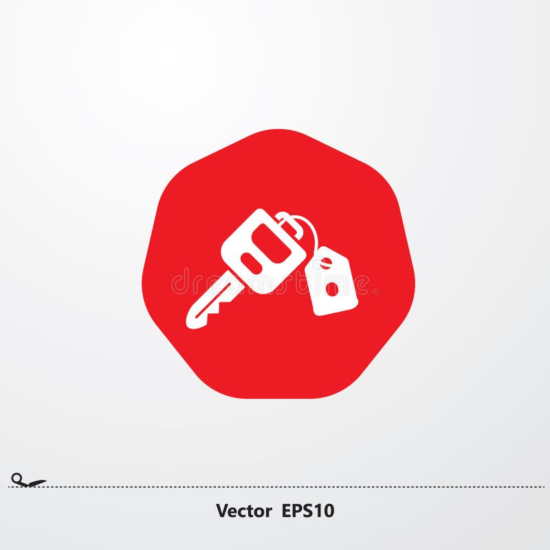 White Key with Keychain Icon in Red... Stock Vector - Illustration of ...