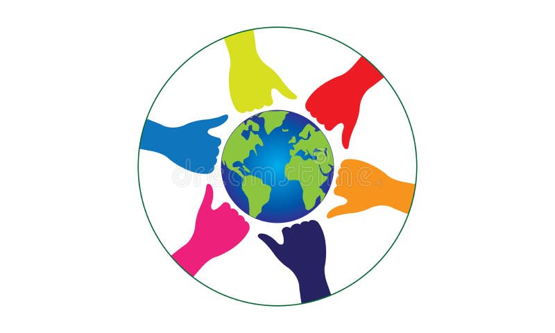 Colorful Hands Around of World and World Help Concept Stock Vector ...