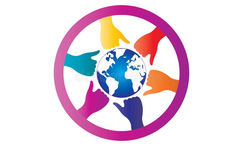 Colorful Hands Around of World and World Help Concept Stock Vector ...