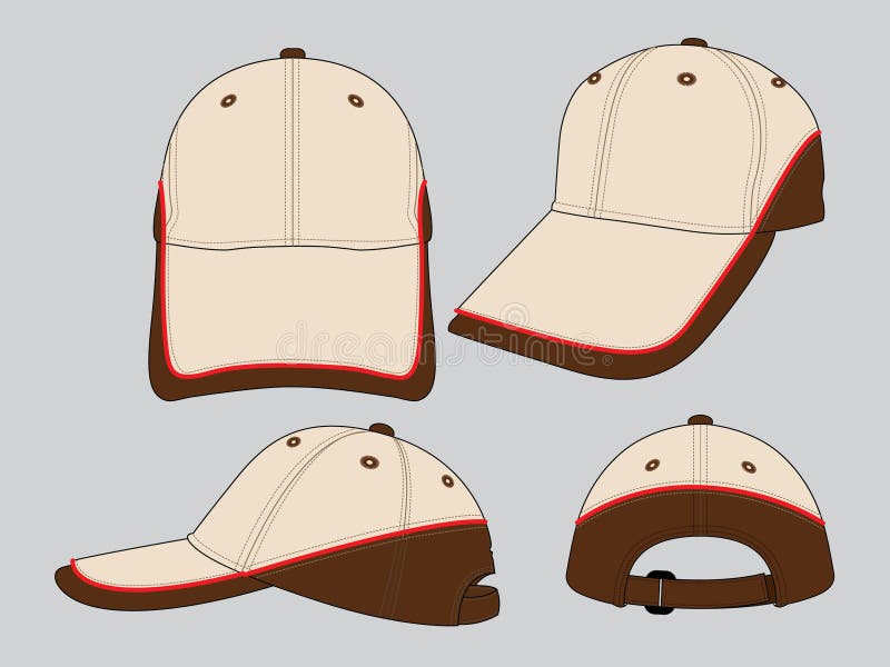 Cream Baseball Cap with Black Sandwich Brim Cap Design Vector Stock ...