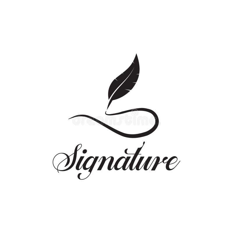 Quill Signature Line Logo Design Stock Vector - Illustration of ...