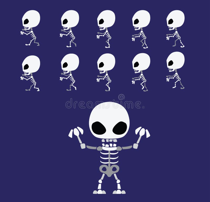 Bone Skeleton Walking Animation Sequence Cartoon Vector Stock Vector ...