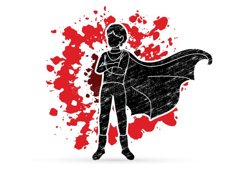 Super Hero Man Standing with Costume Cartoon Graphic Stock Vector ...