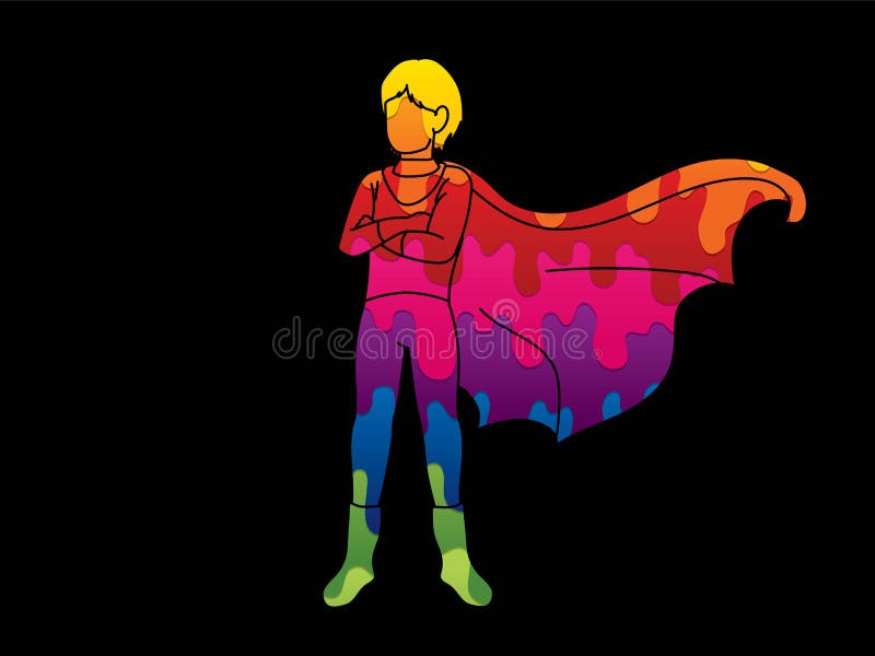 Super Hero Man Standing with Costume Cartoon Stock Vector ...