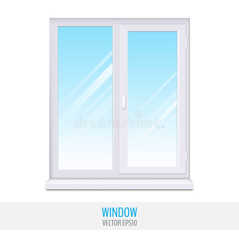 Realistic Glass Window with Sill Stock Vector - Illustration of glass ...